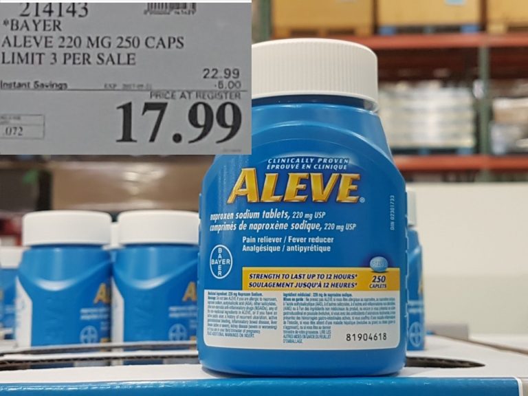 214143 BAYER ALEVE 220 MG 250 CAPS 5 00 INSTANT SAVINGS 17 99 - Costco ...