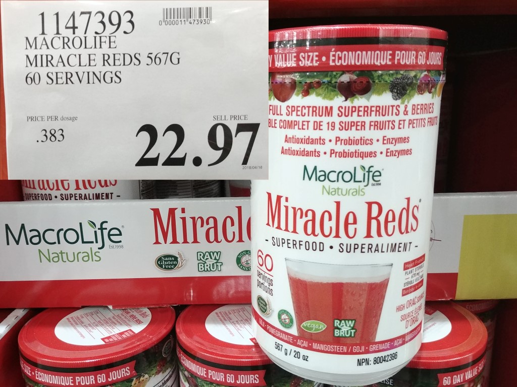 1147393 MACROLIFE MIRACLE REDS 567G 60 SERVINGS 22 97 - Costco East Fan ...