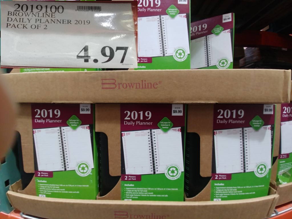 2019100 BROWNLINE DAILY PLANNER 2019 PACK OF 2 4 97 Costco East Fan Blog