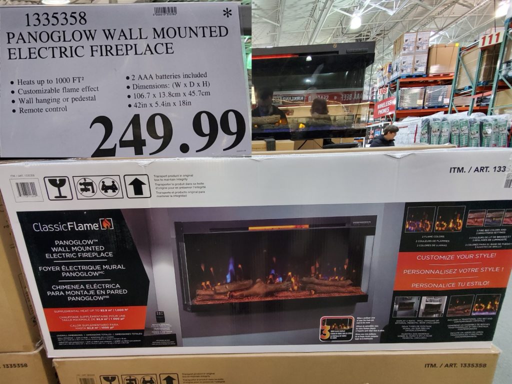 1335358 PANAGLOW WALL MOUNTED ELECTRIC FIREPLACE 249 99 - Costco East ...