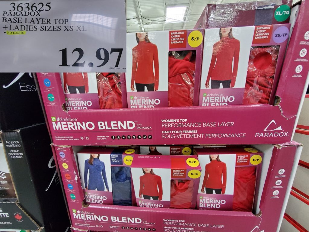 363625 PARADOX BASE LAYER TOP LADIES SIZES XS XL 12 97 - Costco East ...