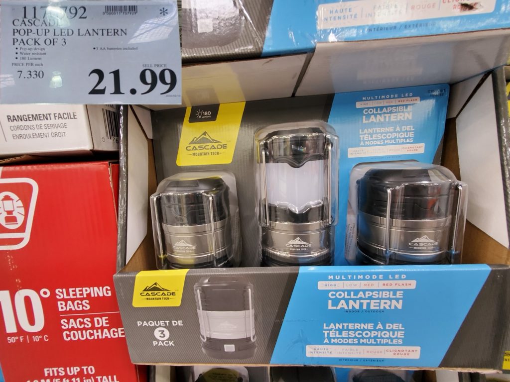 1170792 CASCADE POP UP LED LANTERN PACK OF 3 21 99 - Costco East Fan Blog