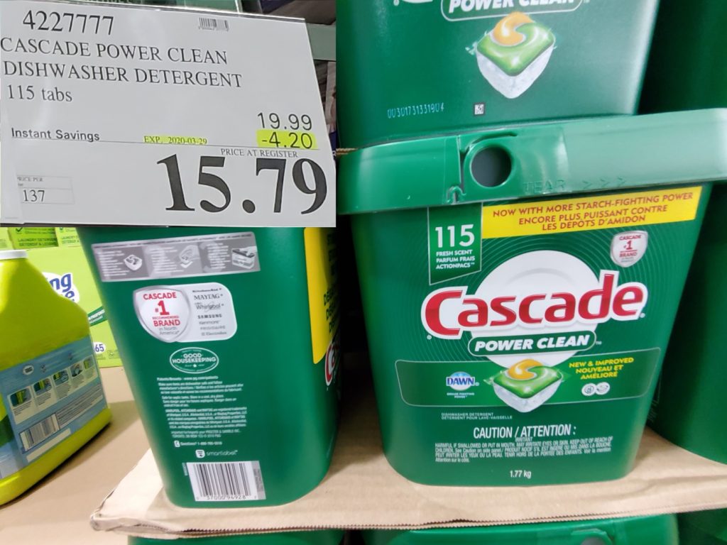 4227777 CASCADE POWER CLEAN DISHWASHER DETERGENT 115 tabs 4 20 INSTANT ...