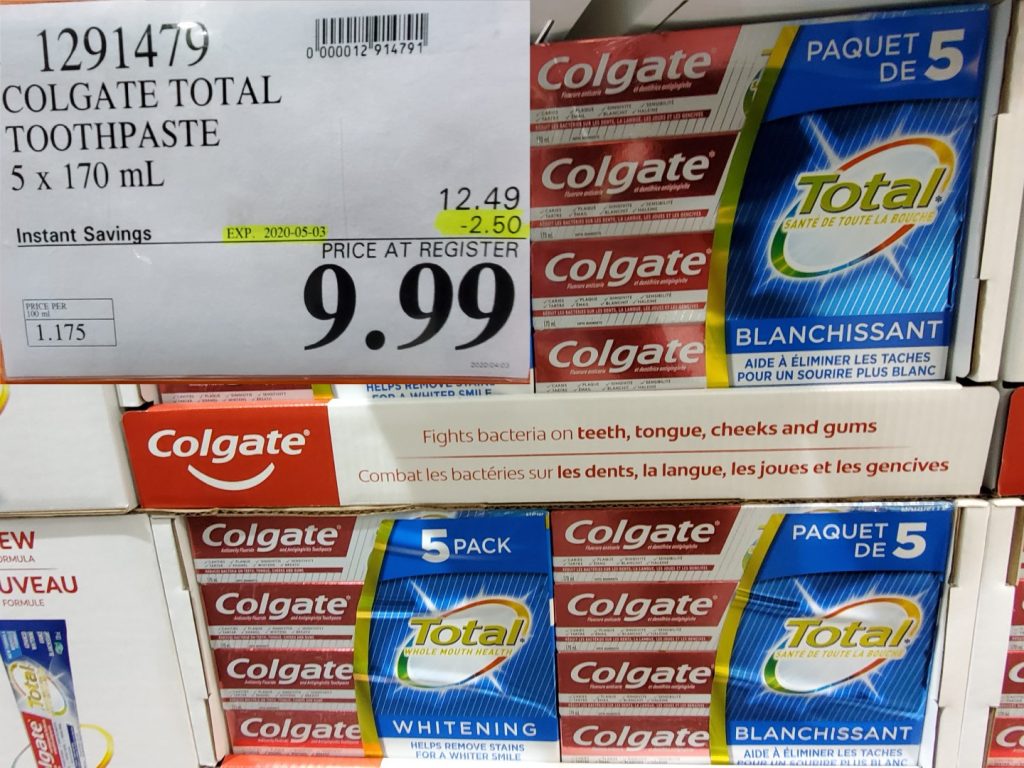 1291479 COLGATE TOTAL TOOTHPASTE 5 x 170 mL 2 50 INSTANT SAVINGS ...