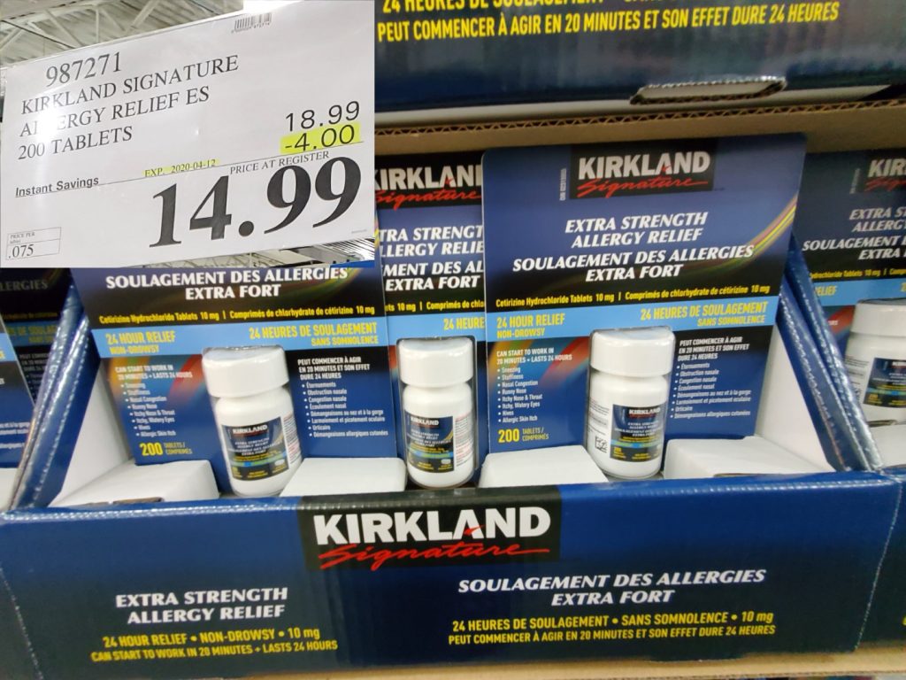 987271 KIRKLAND SIGNATURE ALLERGY RELIEF ES 200 TABLETS 4 00 INSTANT ...