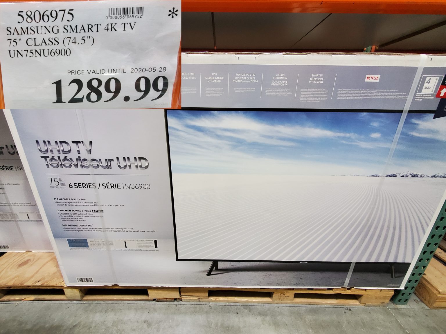 5806975 SAMSUNG SMART 4K TV 75 CLASS 74 5 UN75NU6900 EXPIRES ON 2020 05 ...