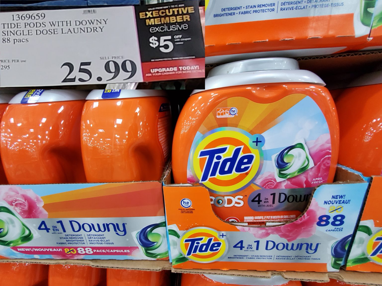 1369659 TIDE PODS WITH DOWNY SINGLE DOSE LAUNDRY 88 pacs 25 99 - Costco ...