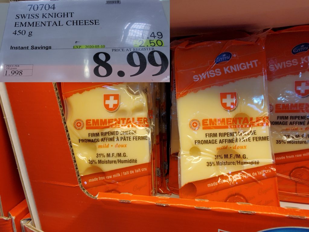 70704 SWISS KNIGHT EMMENTAL CHEESE 450 G 2 50 INSTANT SAVINGS EXPIRES ...