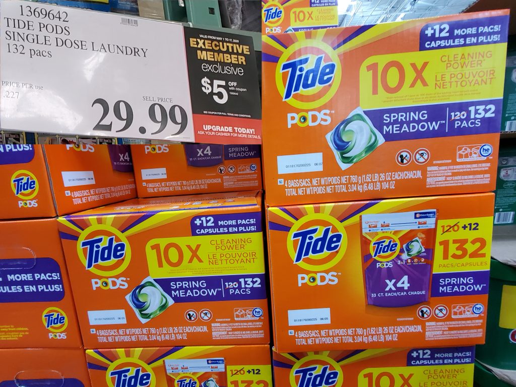 1369642 TIDE PODS SINGLE DOSE LAUNDRY 132 PACS 29 99 - Costco East Fan Blog