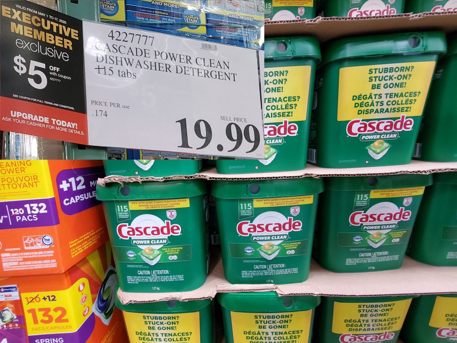 4227777 CASCADE POWER CLEAN DISHWASHER DETERGENT 115 tabs 19 99 ...