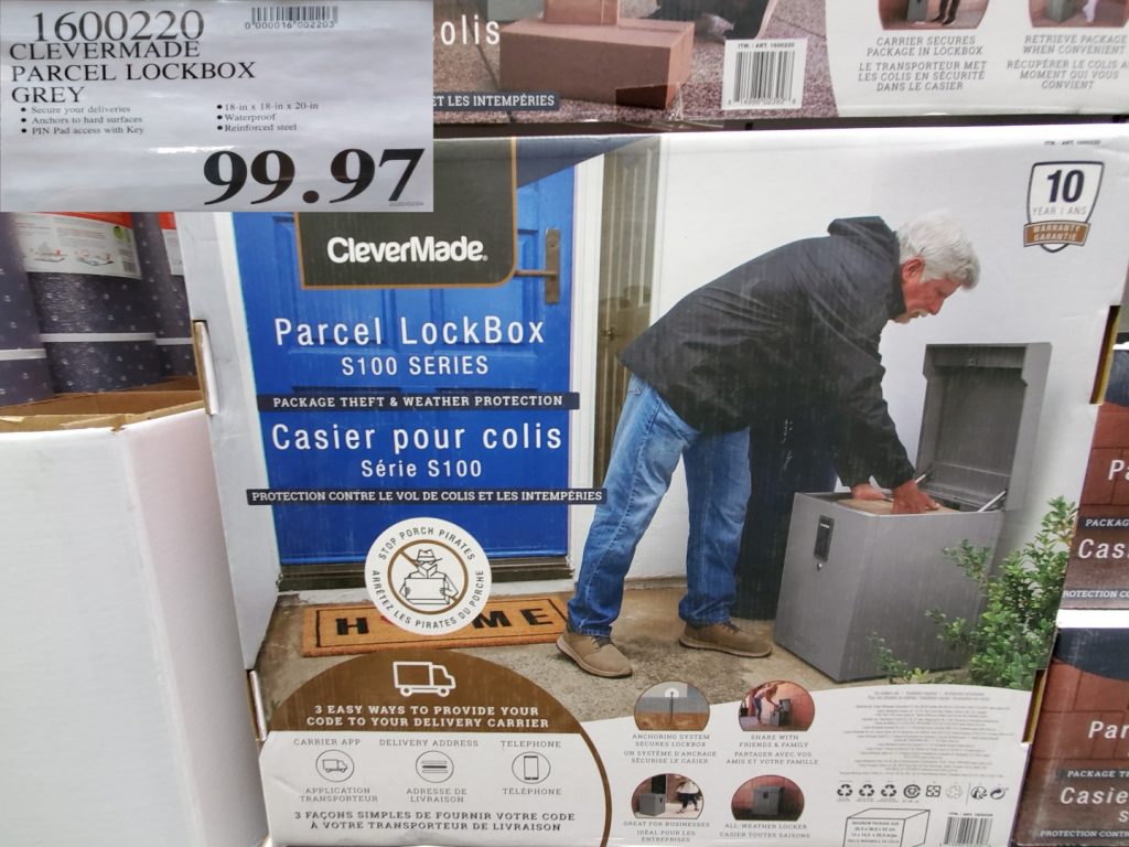 1600220 CLEVERMADE PARCEL LOCKBOX GREY 99 97 - Costco East Fan Blog