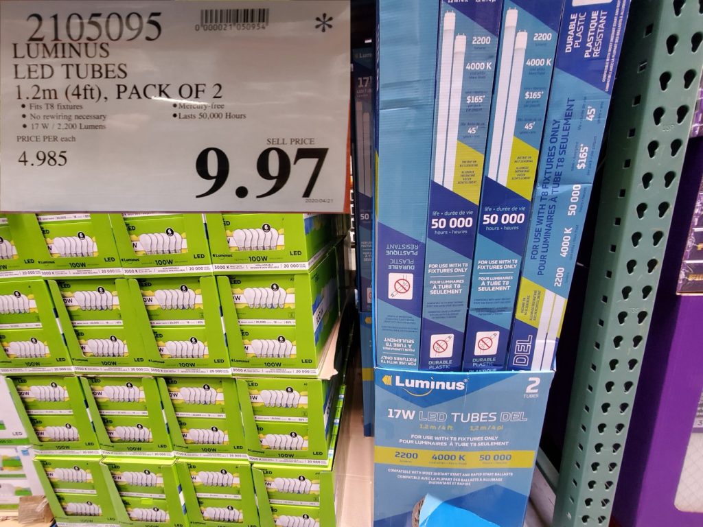 2105095 LUMINUS LED TUBES 1 2M 4FT PACK OF 2 9 97 - Costco East Fan Blog