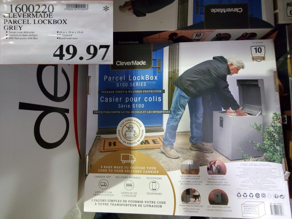 1600220 CLEVERMADE PARCEL LOCKBOX GREY 49 97 - Costco East Fan Blog
