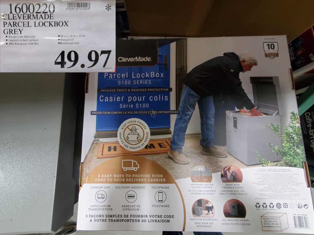1600220 CLEVERMADE PARCEL LOCKBOX GREY 49 97 - Costco East Fan Blog