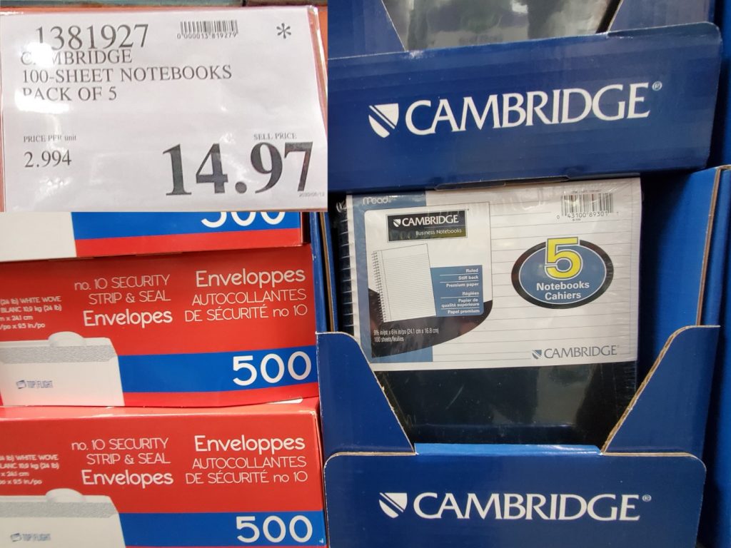 1381927 CAMBRIDGE 100 SHEET NOTEBOOKS PACK OF 5 14 97 - Costco East Fan ...