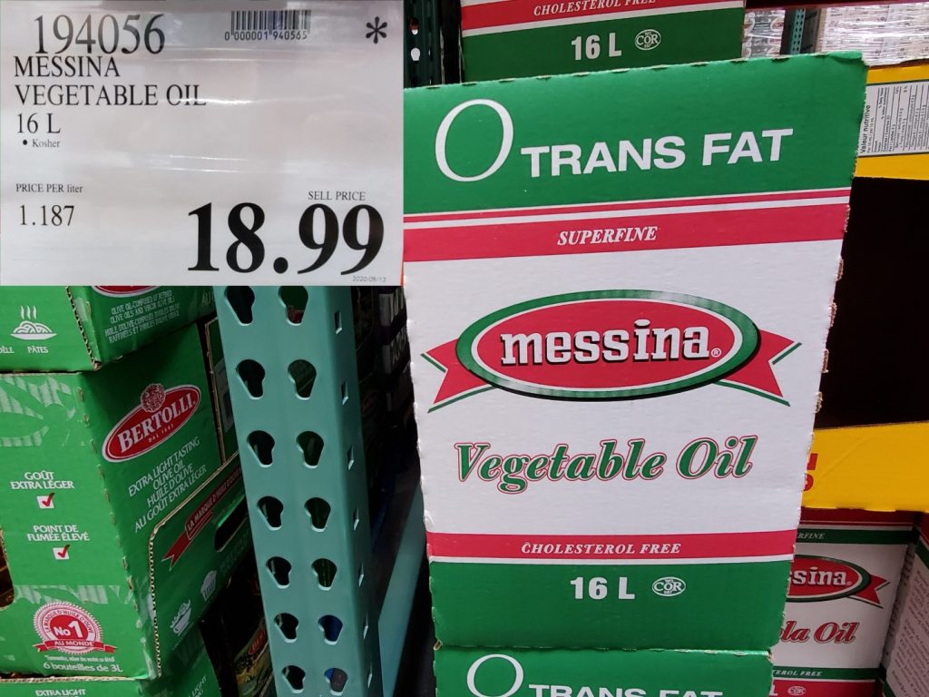 194056 MESSINA VEGETABLE OIL 16 L 18 99 - Costco East Fan Blog