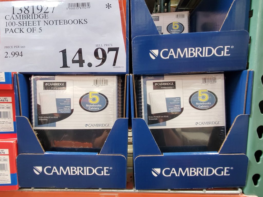 1381927 CAMBRIDGE 100 SHEET NOTEBOOKS PACK OF 5 14 97 - Costco East Fan ...