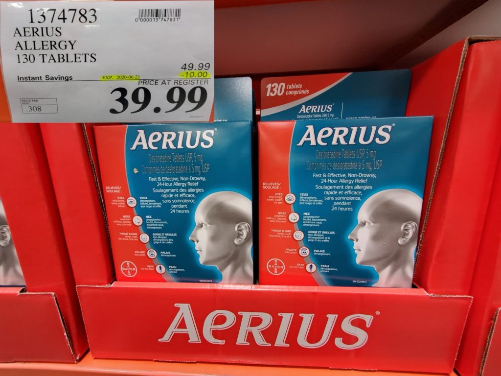 1374783 AERIUS ALLERGY 130 TABLETS 10 00 INSTANT SAVINGS EXPIRES ON ...