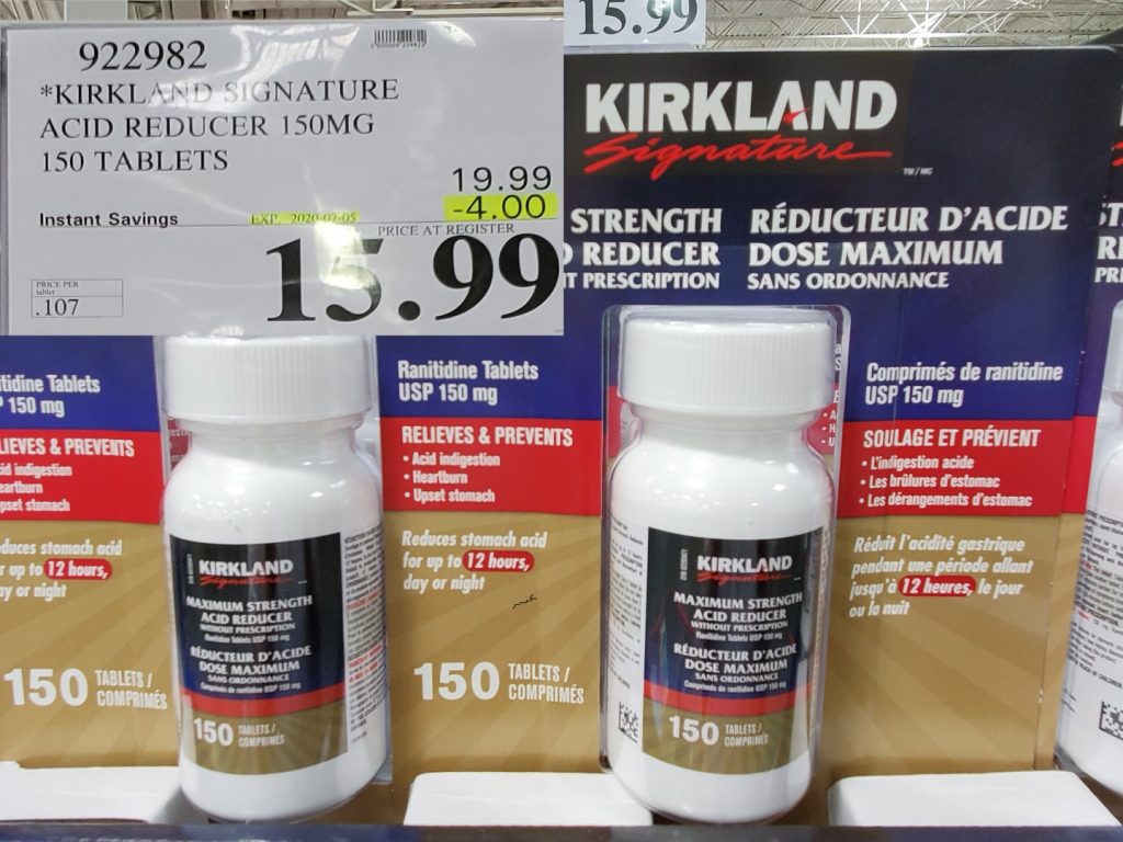 922982 KIRKLAND SIGNATURE ACID REDUCER 150MG 150 TABLETS 4 00 INSTANT ...
