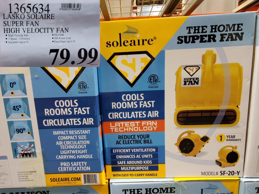 1365634 LASKO SOLAIRE SUPER FAN HIGH VELOCITY FAN 79 99 - Costco East ...