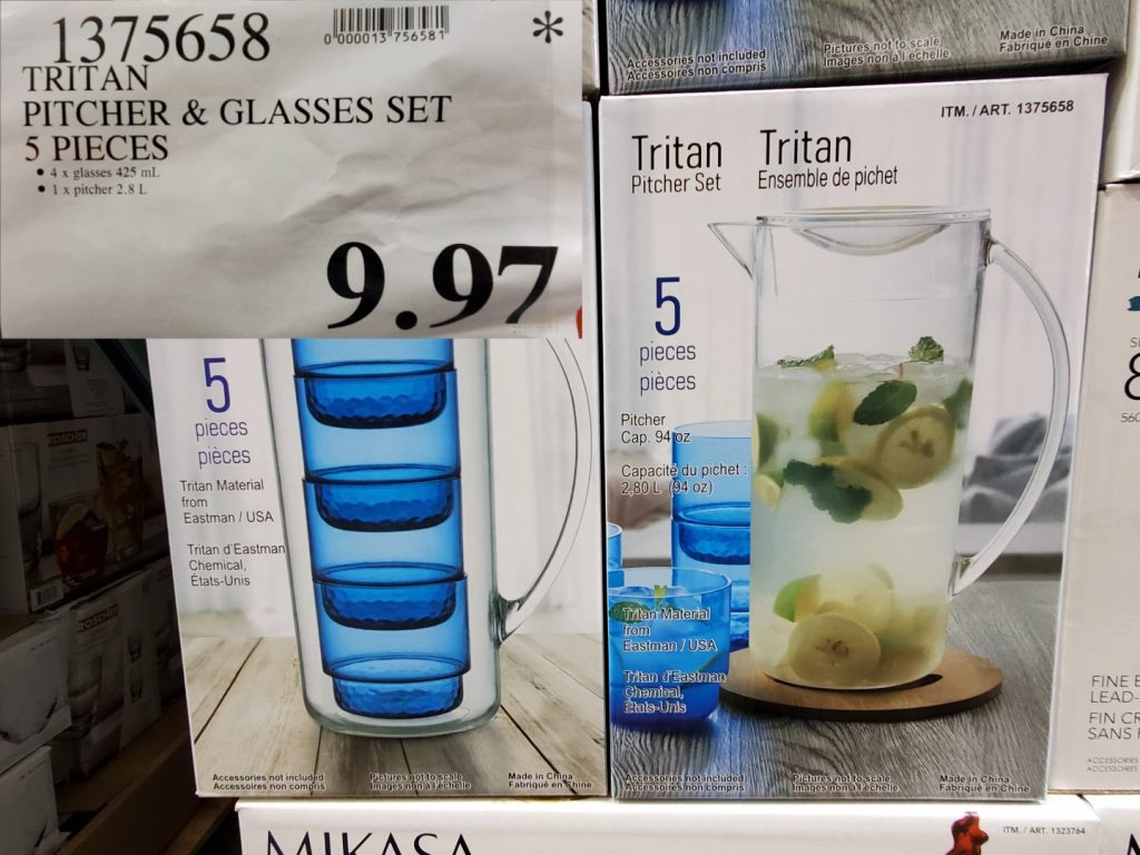 1375658 TRITAN PITCHER GLASSES SET 5 PIECES 9 97 - Costco East Fan Blog