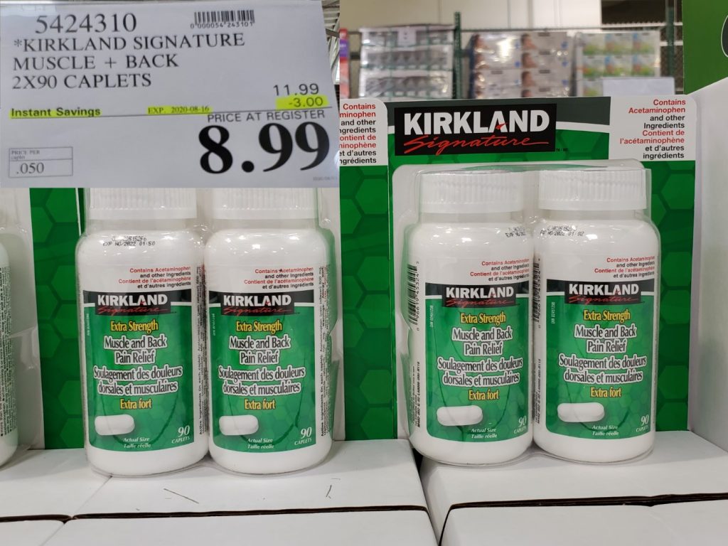 5424310 KIRKLAND SIGNATURE MUSCLE BACK 2 X 90 CAPLETS 3 00 INSTANT ...