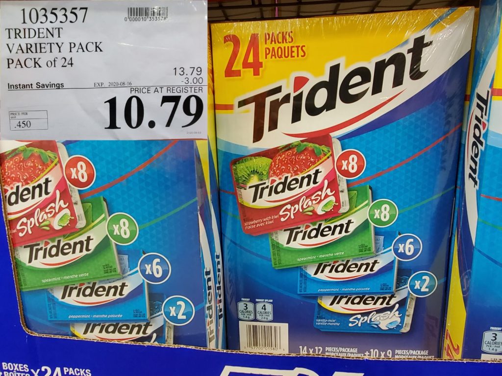 1035357 TRIDENT VARIETY PACK PACK of 24 3 00 INSTANT SAVINGS EXPIRES ON ...