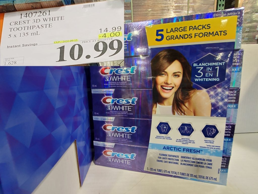 1407261 CREST 3D WHITE TOOTHPASTE 5 X 135 ML 4 00 INSTANT SAVINGS ...