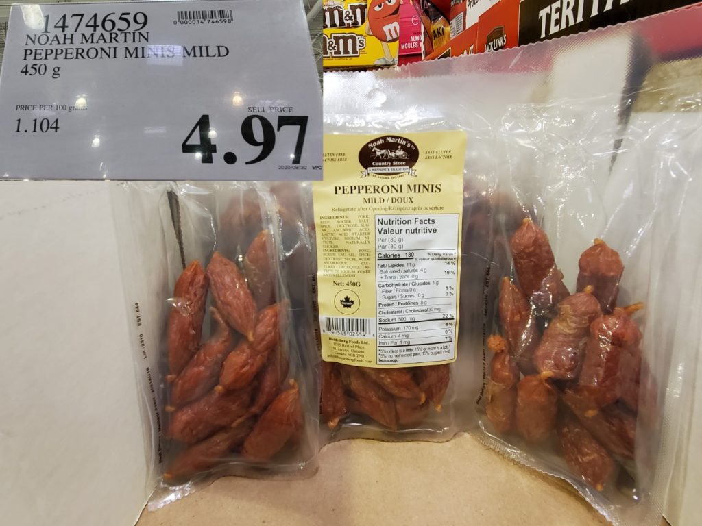 1474659 NOAH MARTIN PEPPERONI MINIS MILD 450 G 4 97 - Costco East Fan Blog