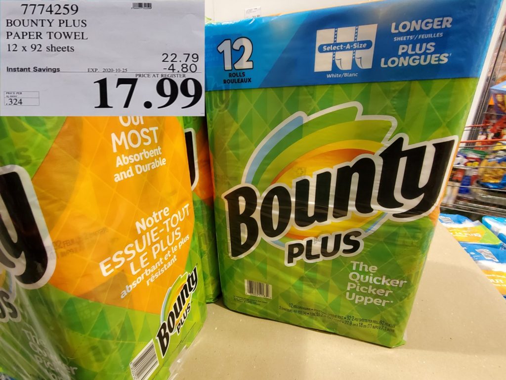7774259 BOUNTY PLUS PAPER TOWEL 12 X 92 Sheets 4 80 INSTANT SAVINGS EXPIRES ON 2020 10 25 17 99 7774259-bounty-plus-paper-towel-12-x-92-sheets-4-80-instant-savings-expires-on-2020-10-25-17-99