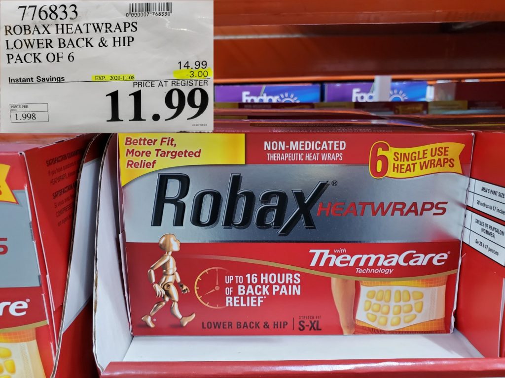 776833 ROBAX HEATWRAPS LOWER BACK HIP PACK OF 6 3 00 INSTANT SAVINGS ...