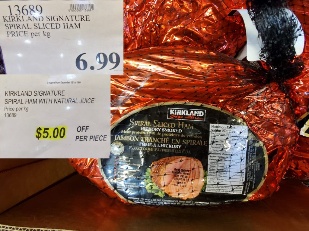 13689 KIRKLAND SIGNATURE SPIRAL SLICED HAM 5 00 INSTANT SAVINGS ...