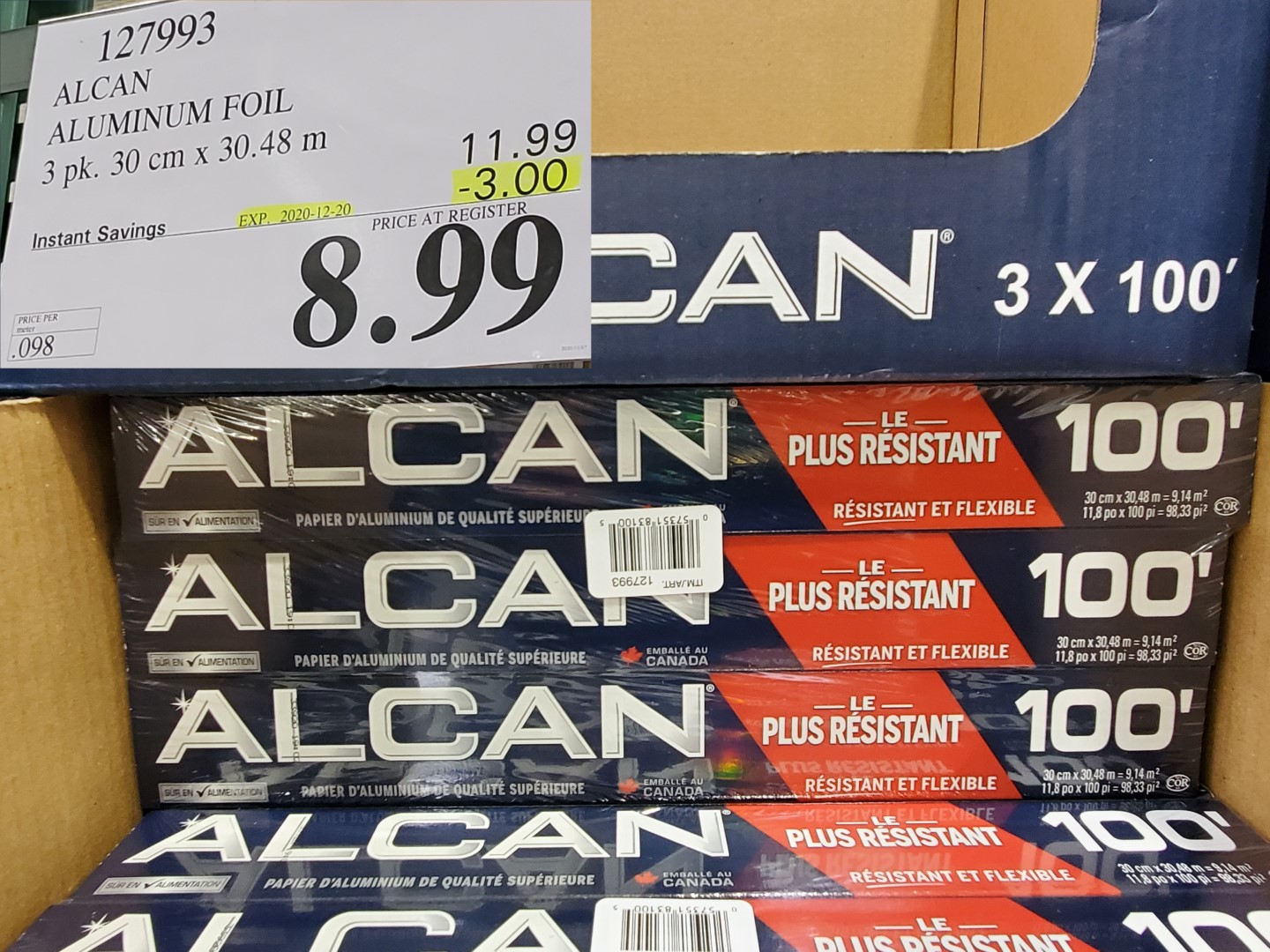 127993 ALCAN ALUMINUM FOIL 3 Pk 30cm X 30 48m 3 00 INSTANT SAVINGS 127993 ALCAN ALUMINUM FOIL 3 Pk 30cm X 30 48m 3 00 INSTANT SAVINGS