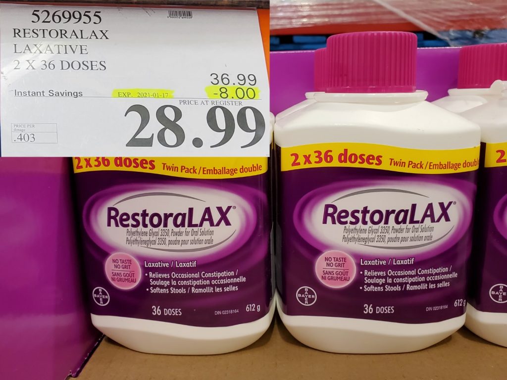 5269955 RESTORALAX LAXATIVE 2 X 36 DOSES 8 00 INSTANT SAVINGS EXPIRES ...