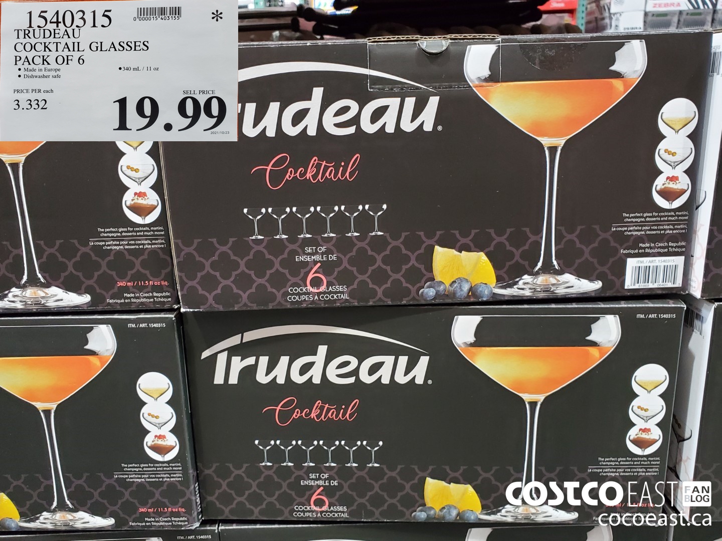 1540315 TRUDEAU COCKTAIL GLASSES PACK OF 6 19 99 - Costco East Fan Blog