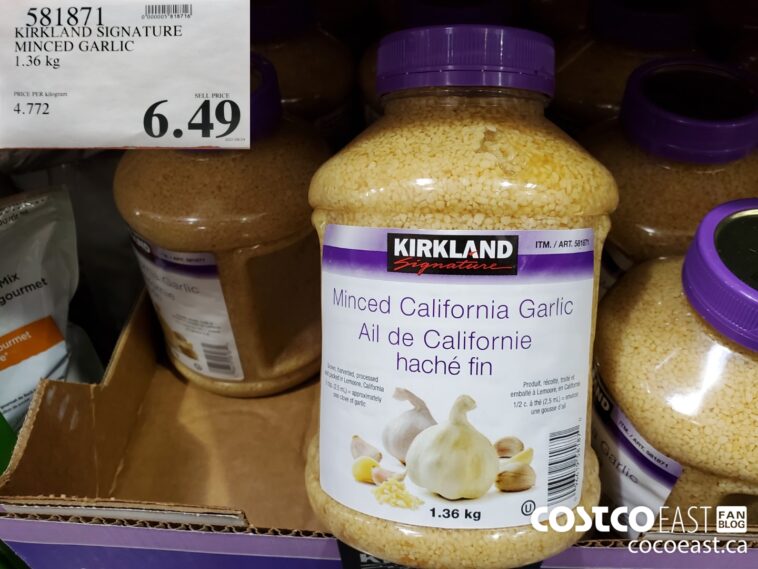 581871 KIRKLAND SIGNATURE MINCED GARLIC 1 36 kg 6 49 - Costco East Fan Blog