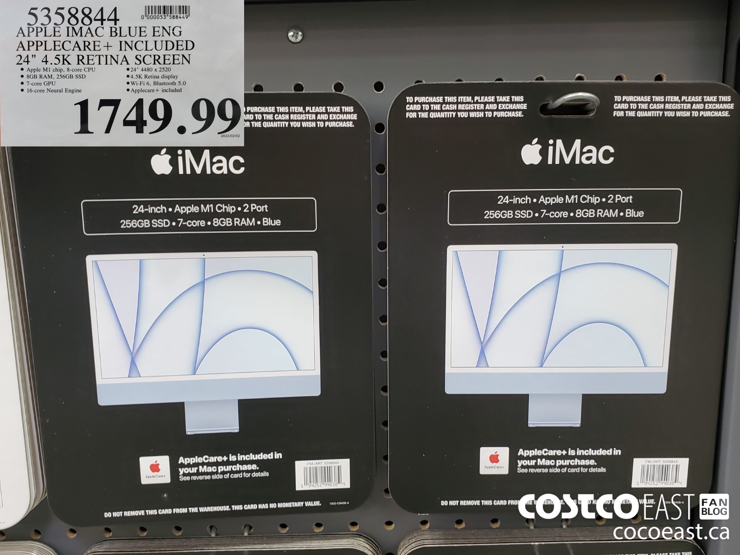 5358844 APPLE IMAC BLUE ENG APPLECARE INCLUDED 24 4 5K RETINA SCREEN ...