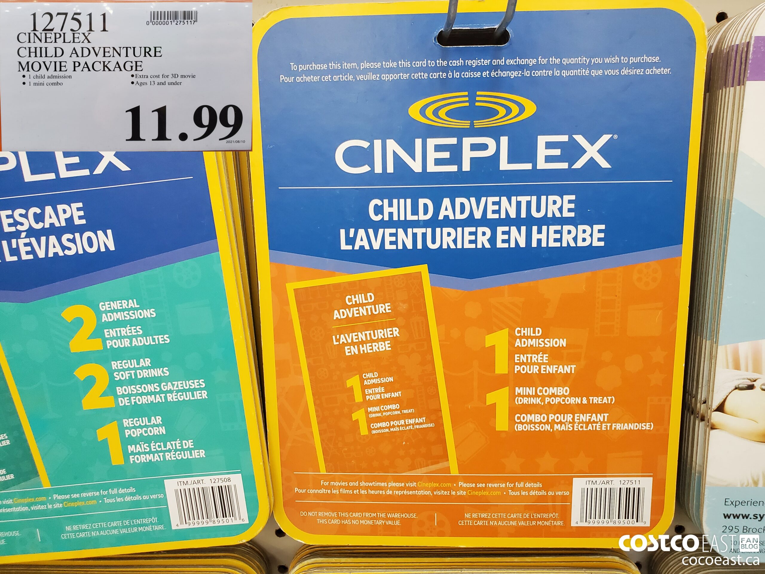127511 CINEPLEX CHILD ADVENTURE CHILD MOVIE PACKAGE 11 99 - Costco East ...