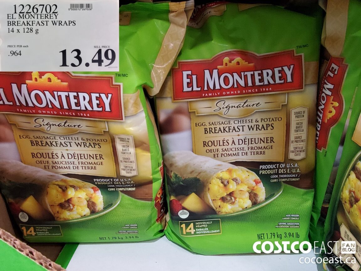 1226702 EL MONTEREY BREAKFAST WRAPS 14x 128G 13 49 - Costco East Fan Blog