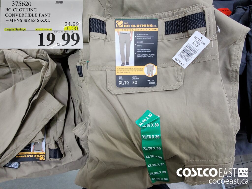 375620 BC CLOTHING CONVERTIBLE PANT MENS SIZES S XXL 1999 EXPIRES ON ...