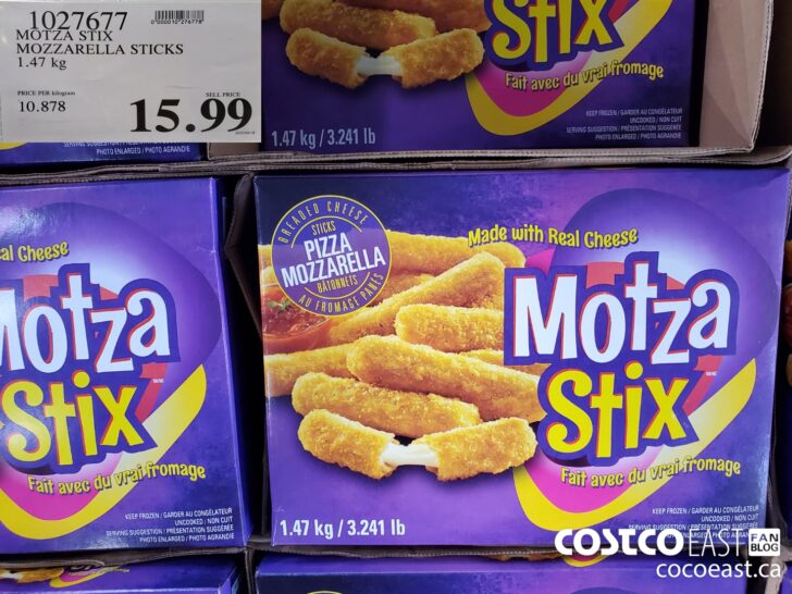 1027677 MOTZA STIX MOZZARELLA STICKS 1 47 kg 15 99 - Costco East Fan Blog