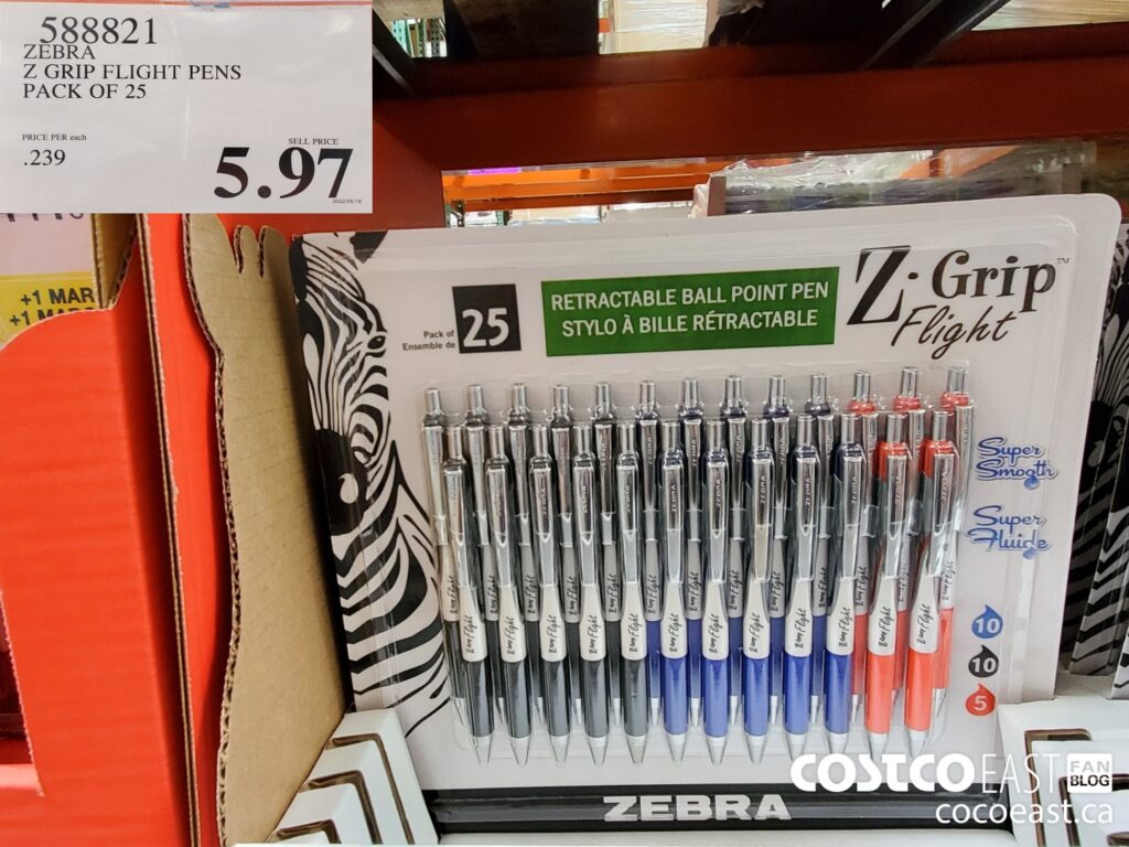 588821 ZEBRA Z GRIP FLIGHT PENS PACK OF 25 5 97 - Costco East Fan Blog