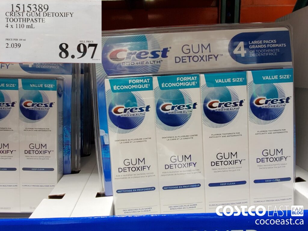 1515389 CREST GUM DETOXIFY TOOTHPASTE 4 x 110 mL 8 97 - Costco East Fan ...