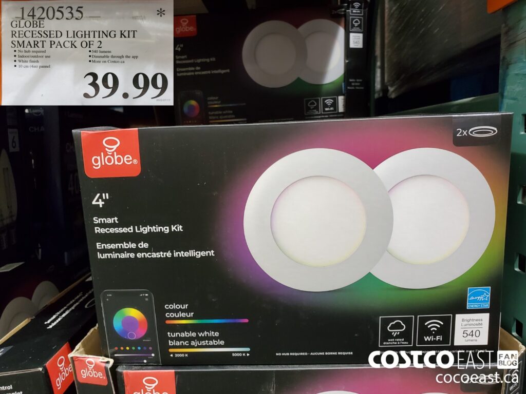 1420535 GLOBE RECESSED LIGHTING KIT SMART PACK OF 2 39 99 - Costco East ...