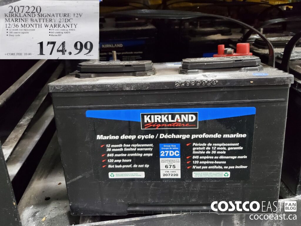 207220 KIRKLAND SIGNATURE I2V MARINE BATTERY 27DC 12 36 MONTH WARRANTY ...