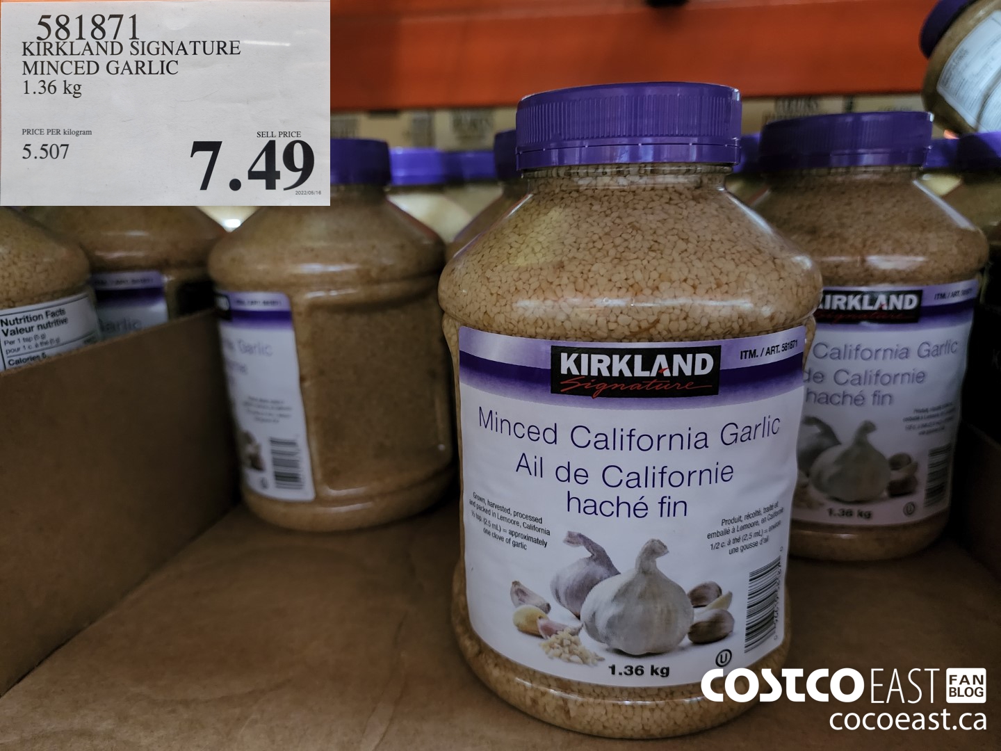 581871 KIRKLAND SIGNATURE MINCED GARLIC 1 36 KG 7 49 - Costco East Fan Blog