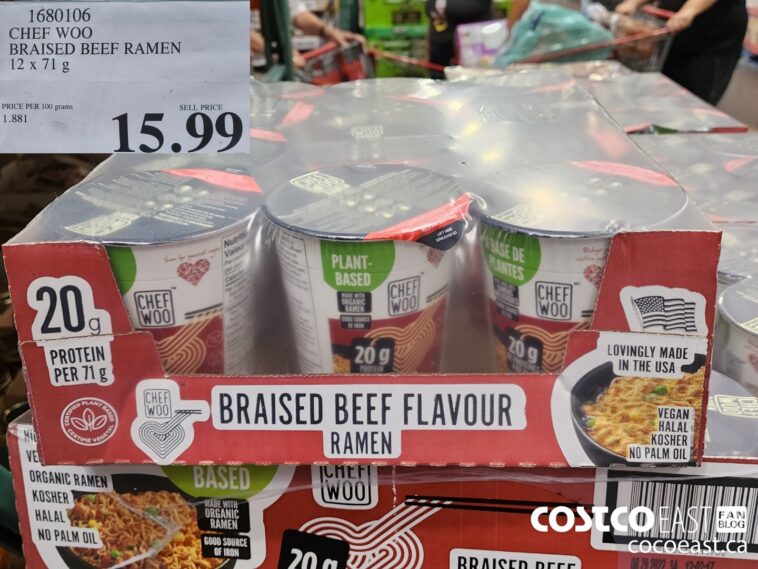 1680106 CHEF WOO BRAISED BEEF RAMEN 12 x 71G 15 99 - Costco East Fan Blog