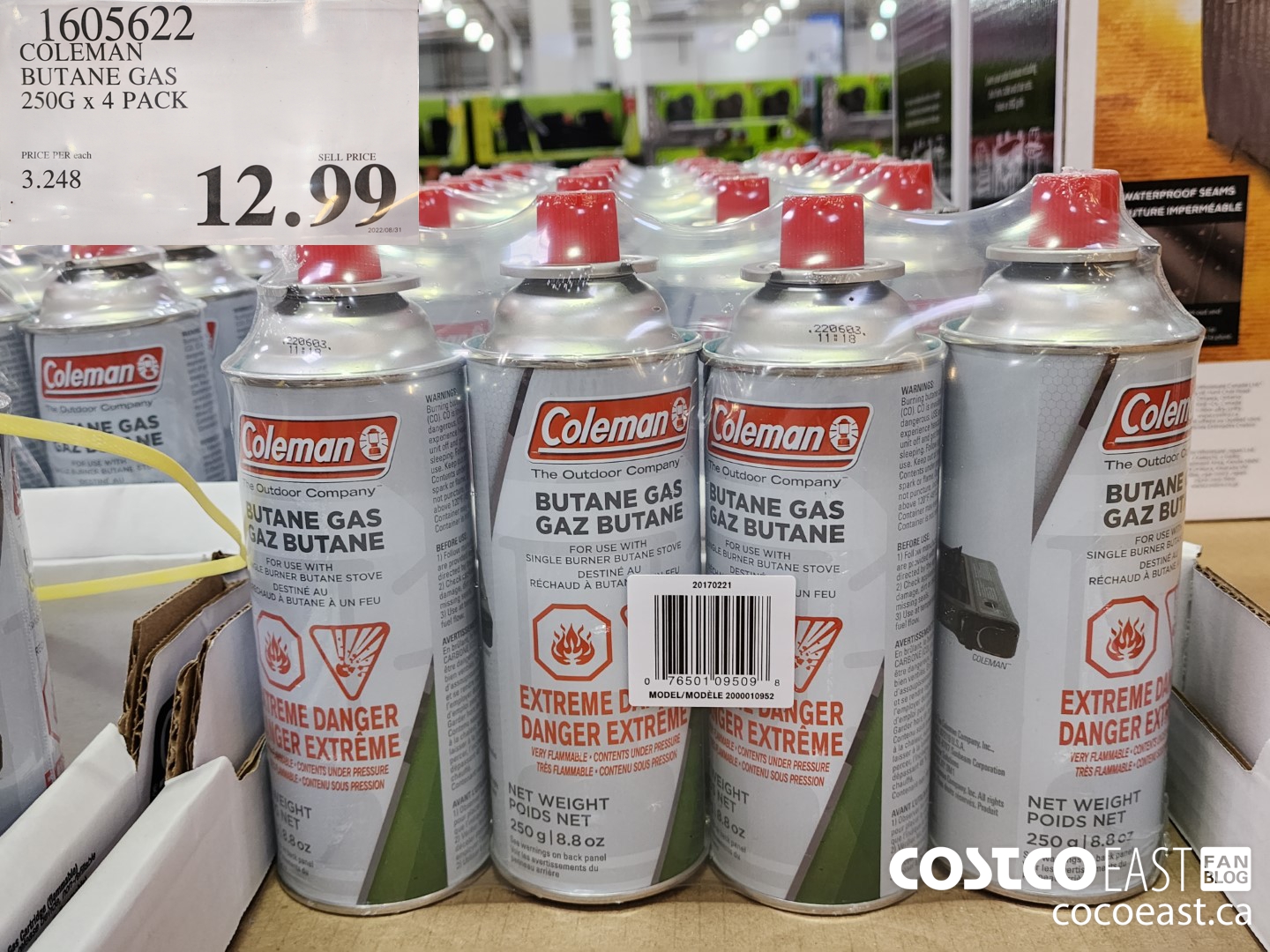1605622 COLEMAN BUTANE GAS 250G x 4 PACK 12 99 - Costco East Fan Blog