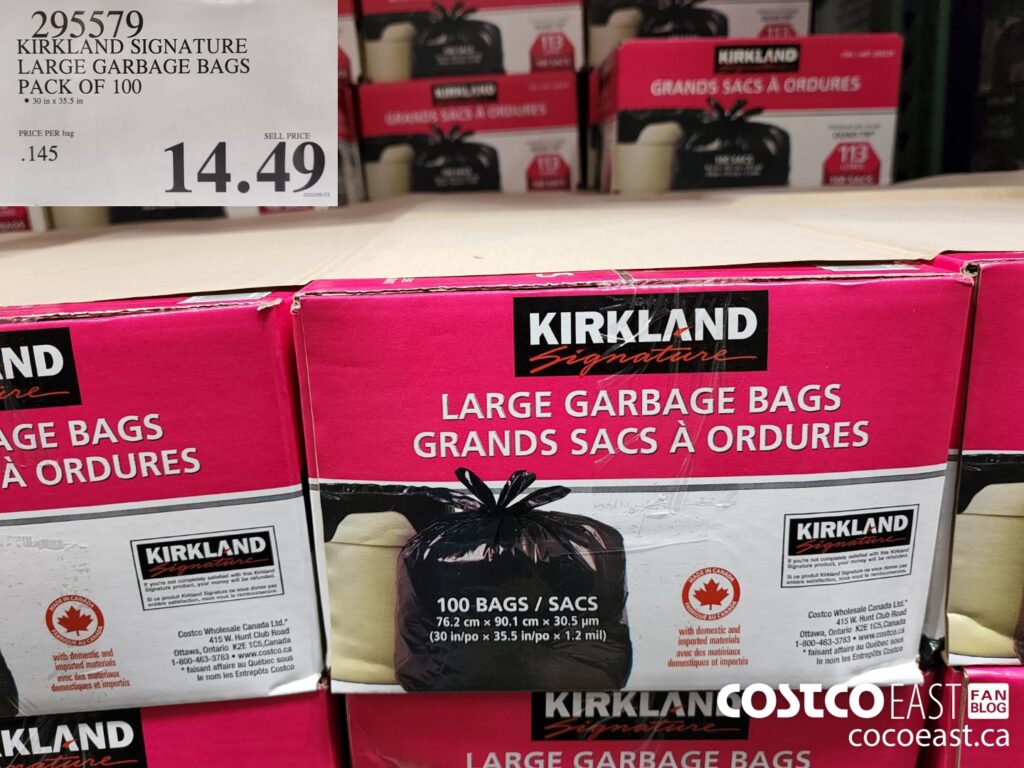 295579 KIRKLAND SIGNATURE LARGE GARBAGE BAGS PACK OF 100 14 49 - Costco ...