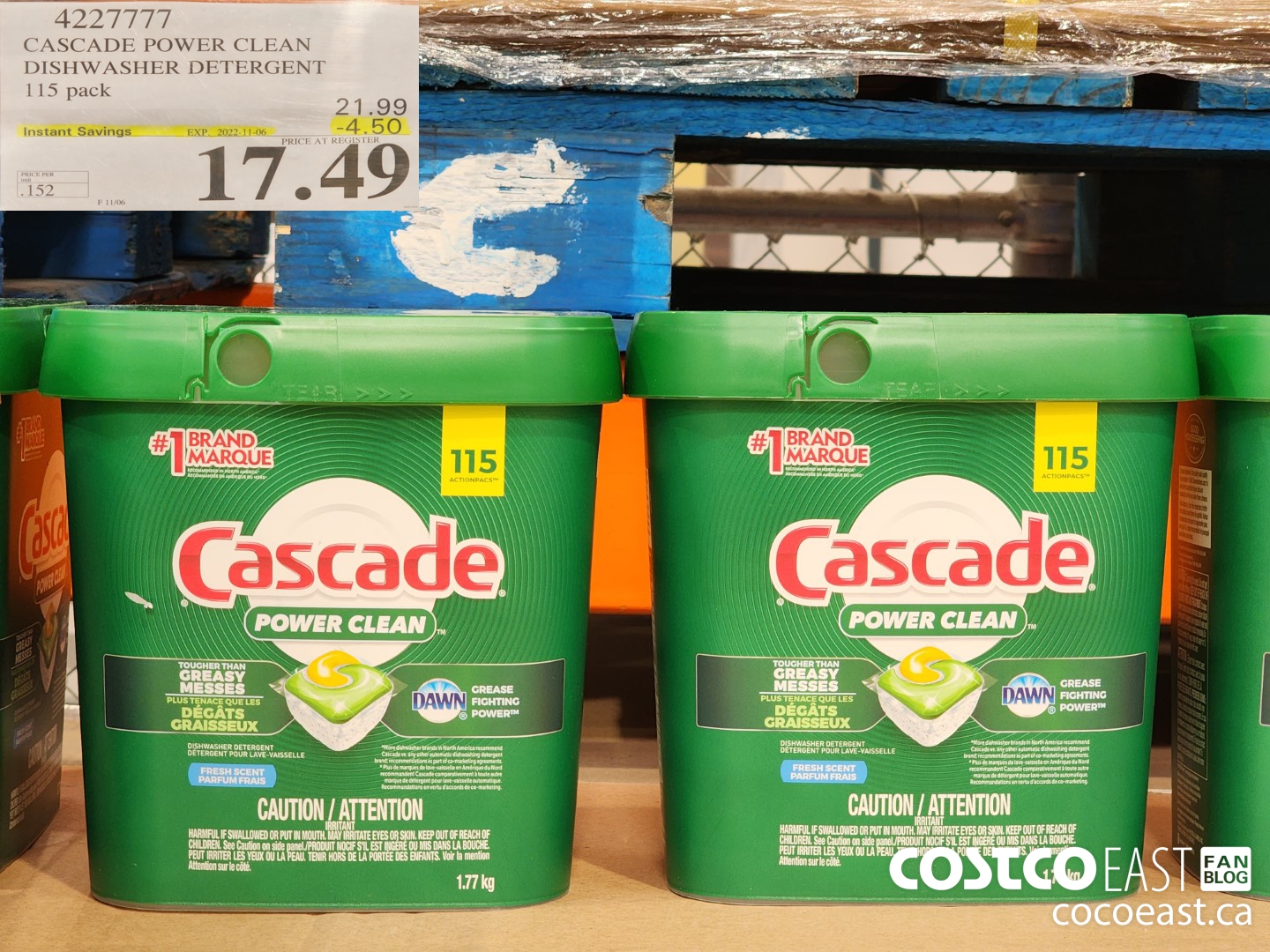 4227777 CASCADE POWER CLEAN DISHWASHER DETERGENT 115 tabs 4 50 INSTANT ...